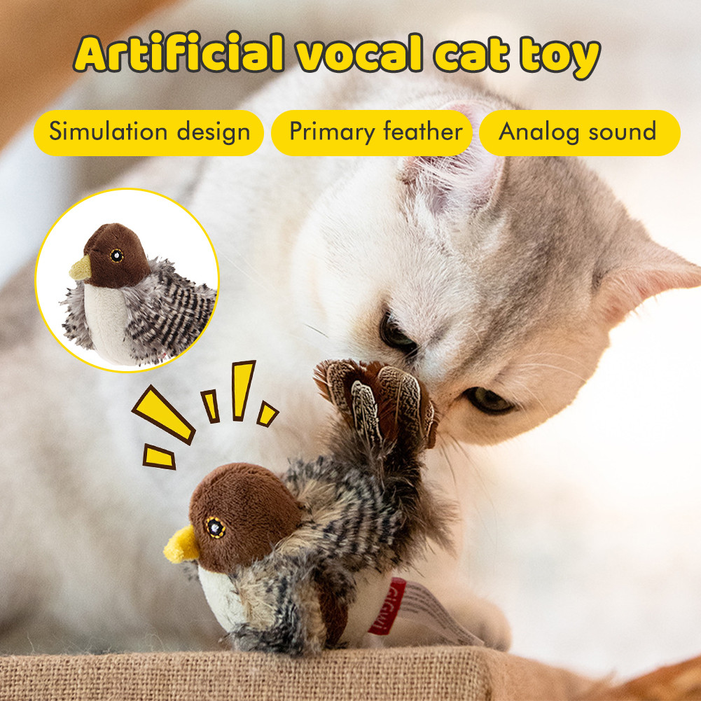 Pet Cat Teasing Toys Simulated Animal Toys Natural Feather Interactive ...