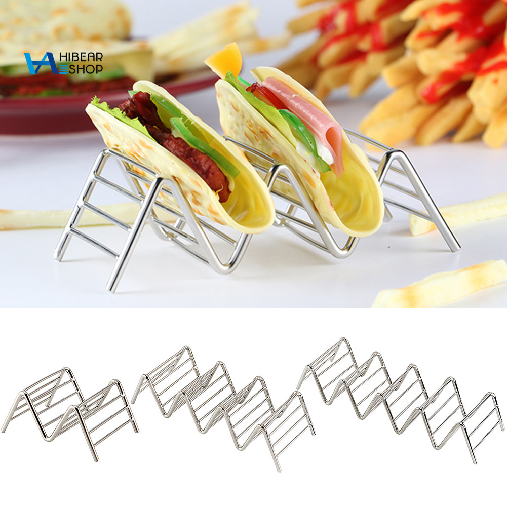 HIH-Hard Wave Stainless Steel Mexican Food Rack Stand Shell Taco Holder ...