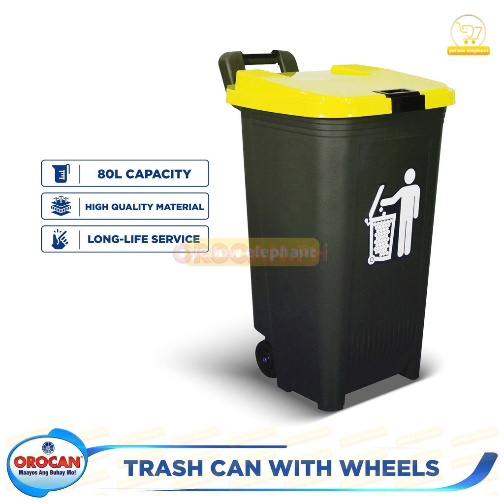 Orocan Trash Can 80L with Wheels Garbage Can Malaking Basurahan High ...