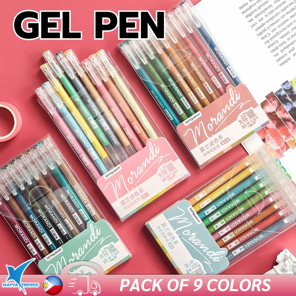 9Colors Morandi Gel Pens Set Multi Color Gel Ink Pens Vintage Marker ...