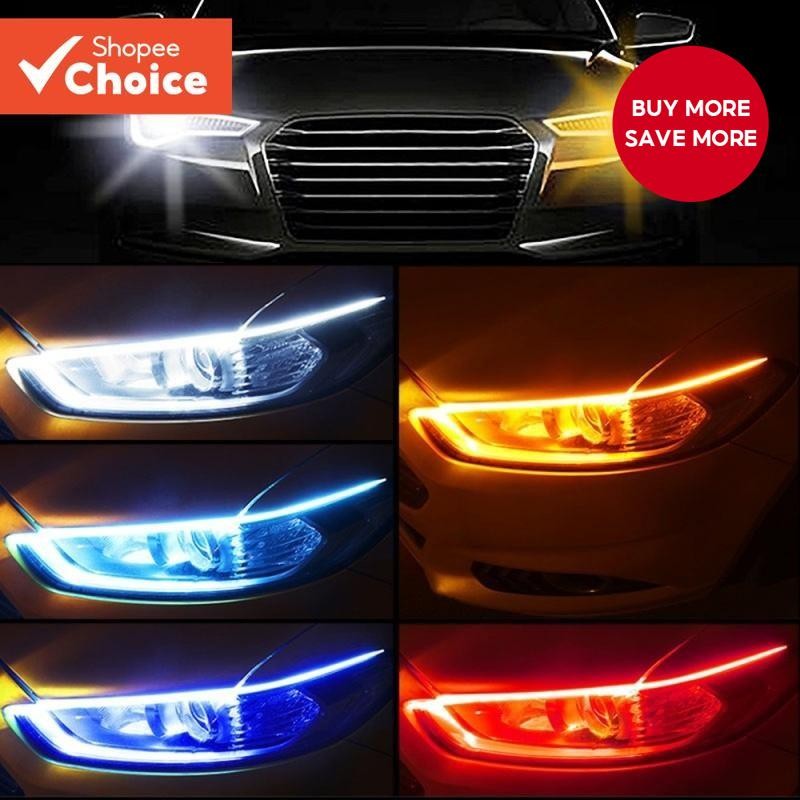 Automobile White Turn Signal Yellow Flow Lights 12V LED DRL Car Daytime ...