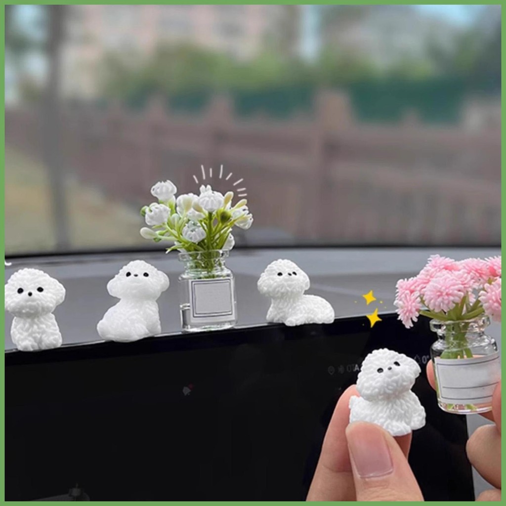 Dashboard Miniature Dog Decor 4X Animal Dog Figurine Dashboard ...