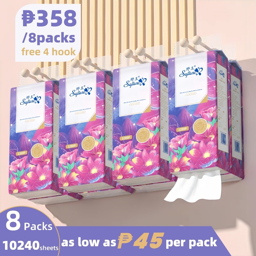 1280 Sheets 4Ply Jumbo Hand Tissue Facial Tissue Wall Hanging Towels ...