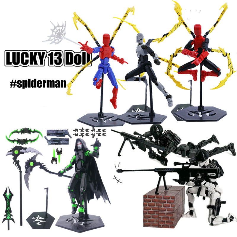 T13 Spiderman Lucky 13 Dummy Action Figure Robot Dummy 3D Printed Doll ...