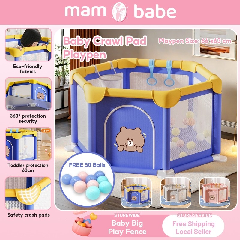 Upgrade Baby playpen toddler crawl pad guardrail with balls baby indoor ...