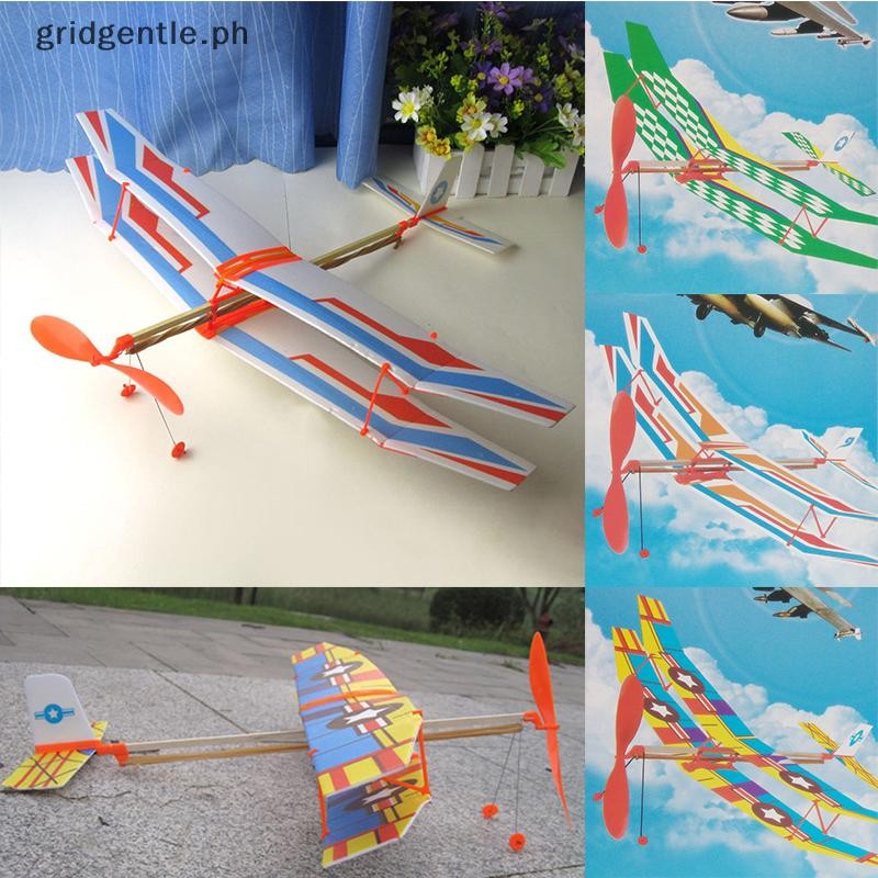 [Gridgentle] Kid Education Toy Rubber Band Powered Glider Biplane ...