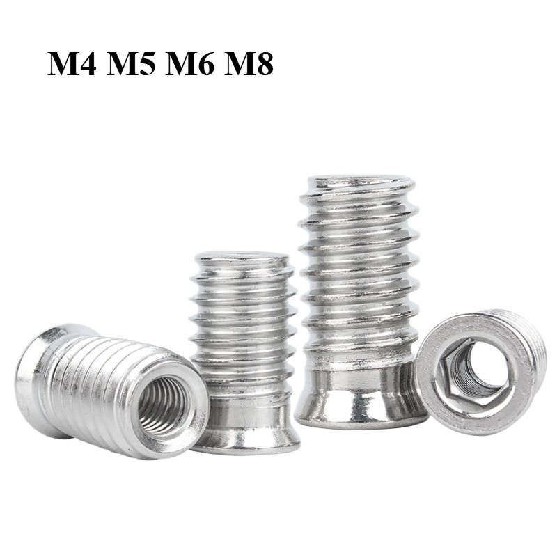 [Fast] 2Pcs 304 Stiainless Steel Hex Socket Drive Insert Nuts Threaded for Wood Furniture M3 M4 ...