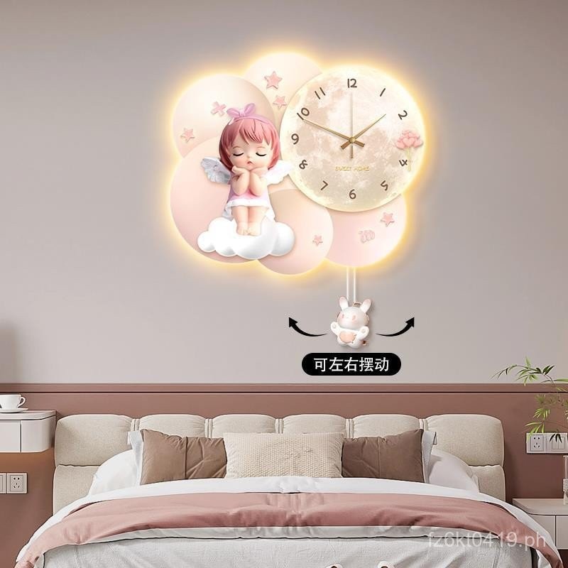 Clock Bedroom Wall Clock Guardian Angel Princess Children's Room Wall ...