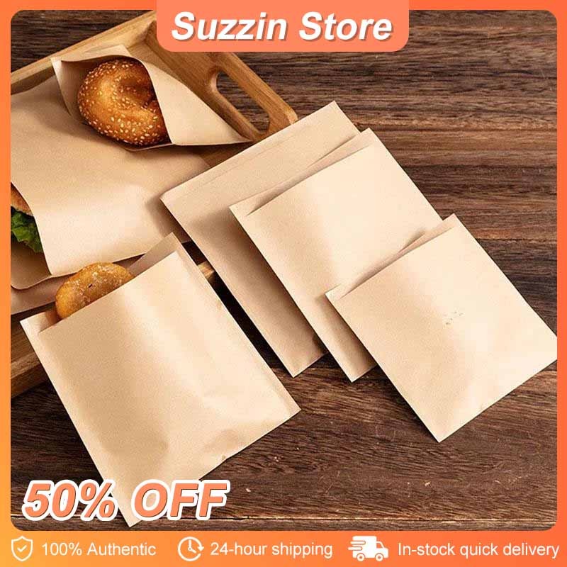 100PCS-1SET Triangle Oil-Proof Paper Bag Kraft Sandwich Donut Bread ...