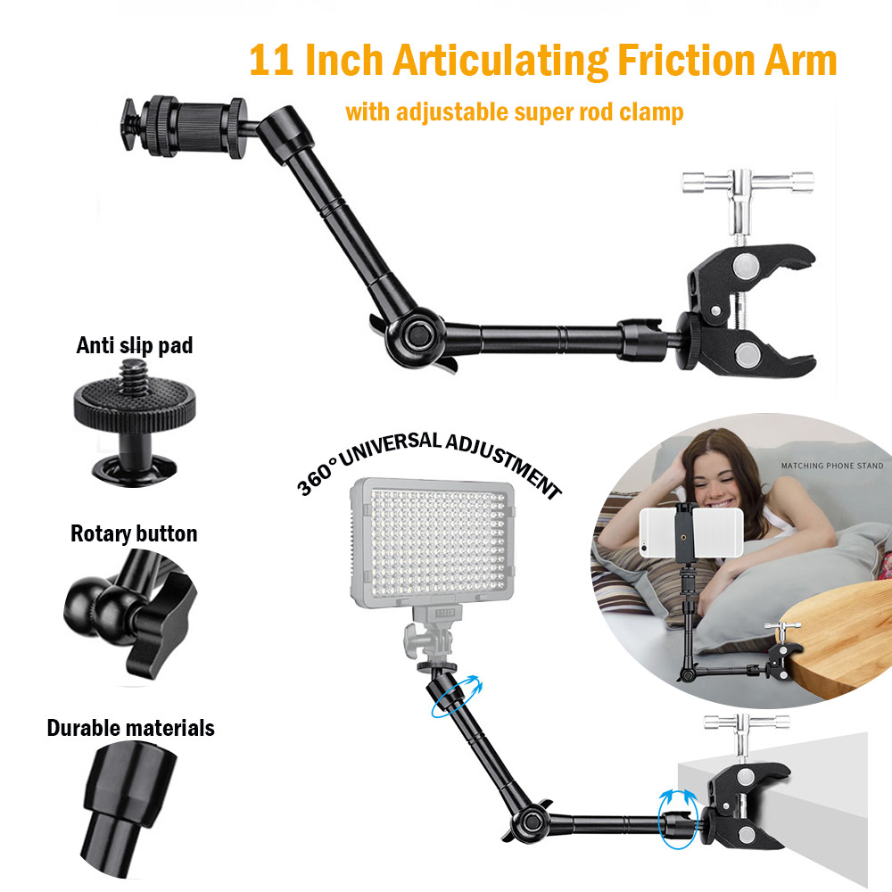 11 Inch Articulating Friction Arm with Adjustable Super Rod Clamp ...
