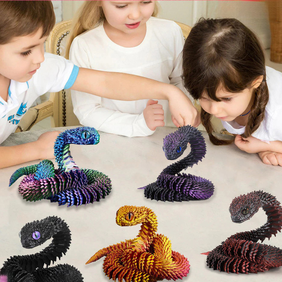 Action Figure 3D Printed Snake Articulated Bush Viper Toy-Dragon Snake ...
