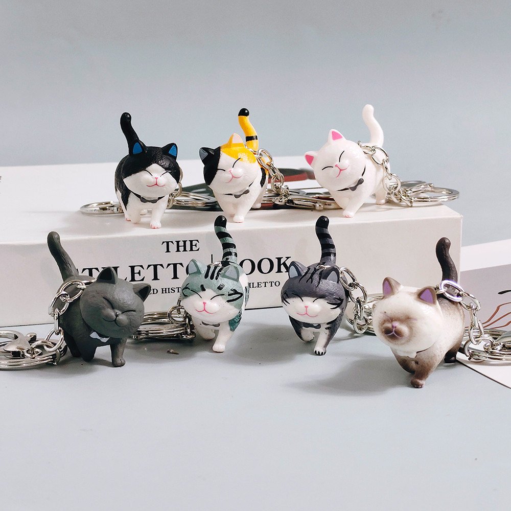 Cartoon Cat Keychains Classic Pet Kitty Shape Keyrings Friend Gift ...
