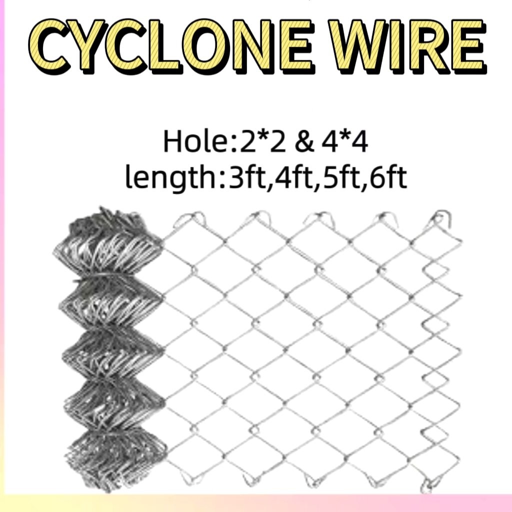 CYCLONE WIRE 2×2 4×4 hole.5m Length GALVANIZED width:3ft,4ft,5ft,6ft ...