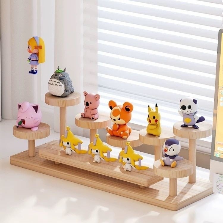 Cartoon Character Display Stand, Wooden Multi-layer Figurine Shelf ...