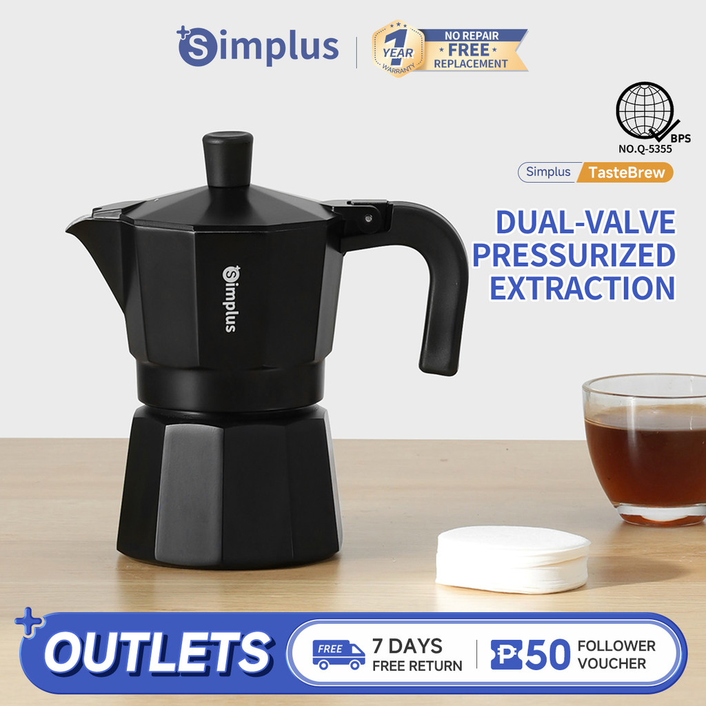 Simplus Moka Pot Dual-Valve Pressurized Extraction Rich Crema Intalian ...