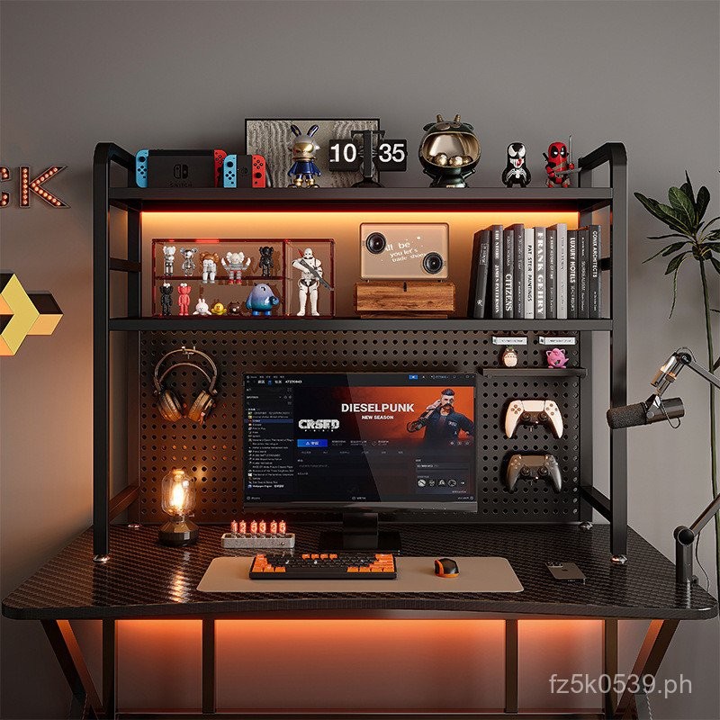 Desktop Organizer Multi-layer Desk with Grid Bookshelf Computer ...