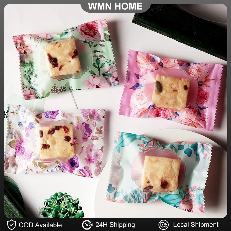 100pcs Sweet Floral Cookie Bag Candy Cookie Plastic Pastry Heat Seal ...