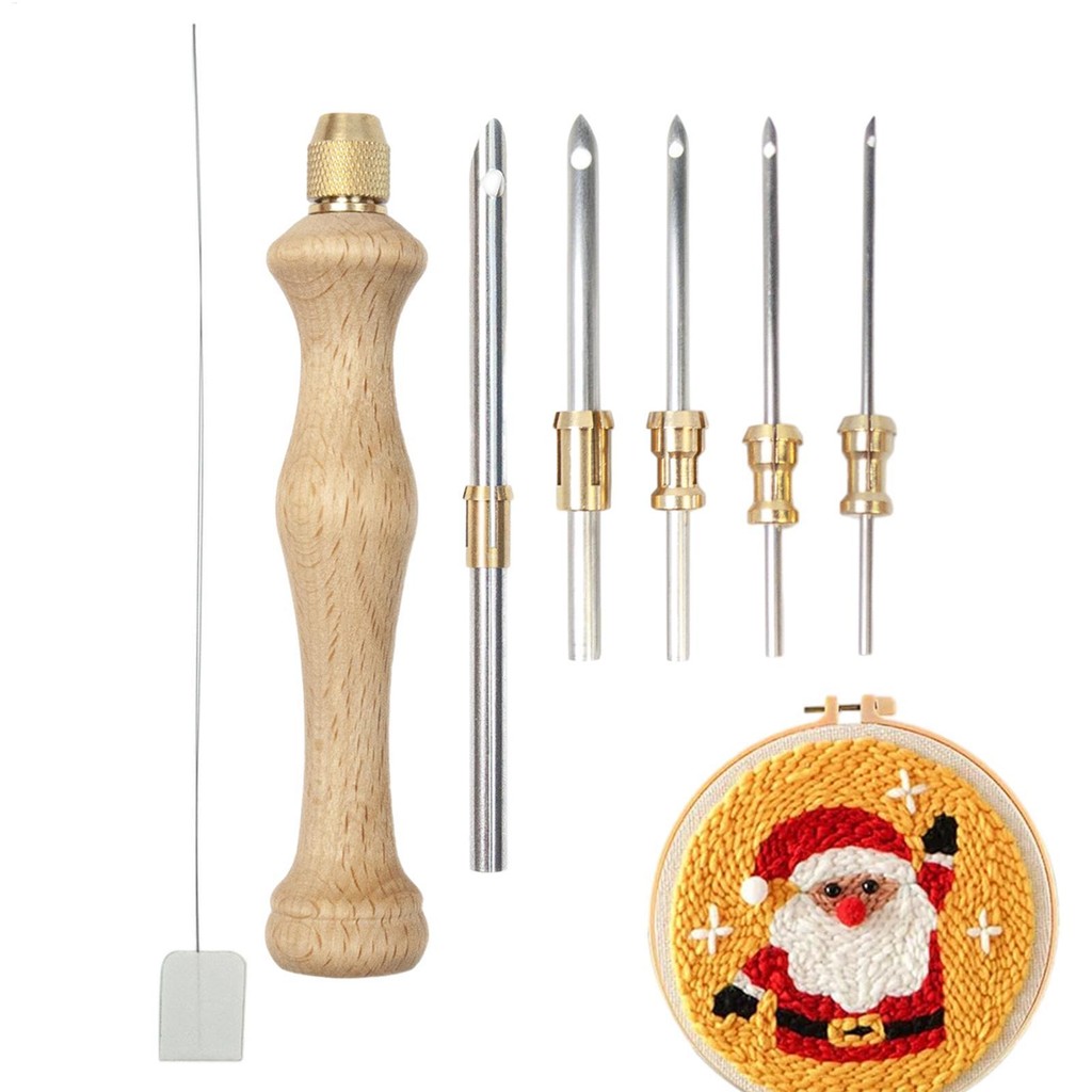Wooden Punch Needle Wooden Handle Punch Pen Embroidery Tools Hooking ...