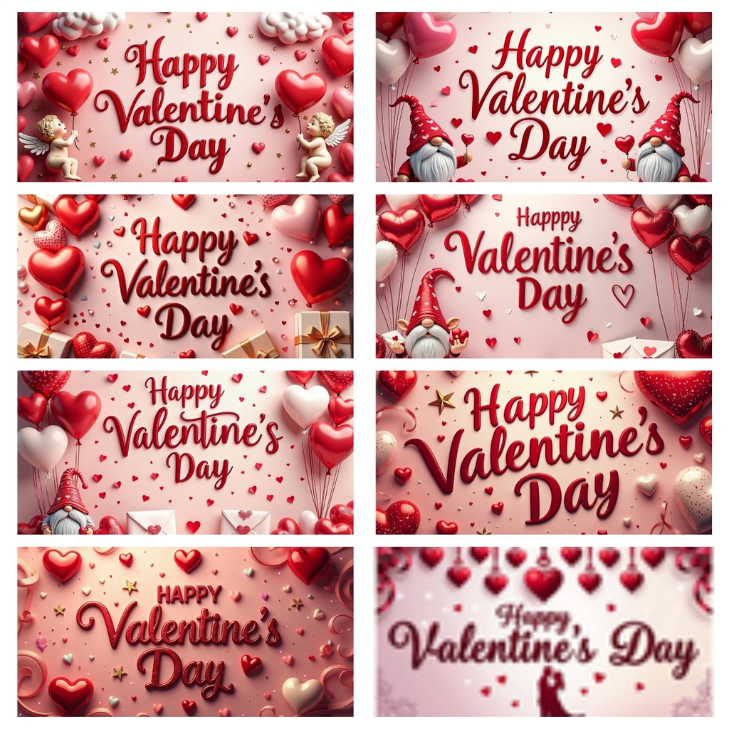 Valentine's Day Party Backdrop - Beautiful Romantic Love Heart Balloon ...