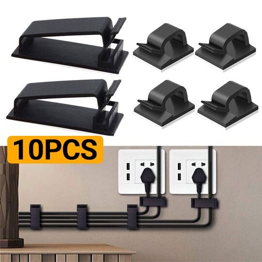 Self-adhesive Cable Organizer Wire Tie Cable Clamp Clips Holder Cable Management Clip 10 Pcs ...