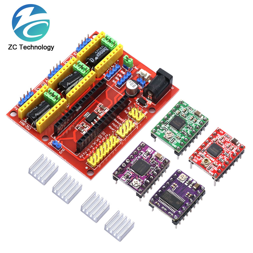 CNC Shield v4 Engraving Machine / 3D Printer / + 3pcs A4988 / DRV8825 / AT2100 Stepper Motor ...