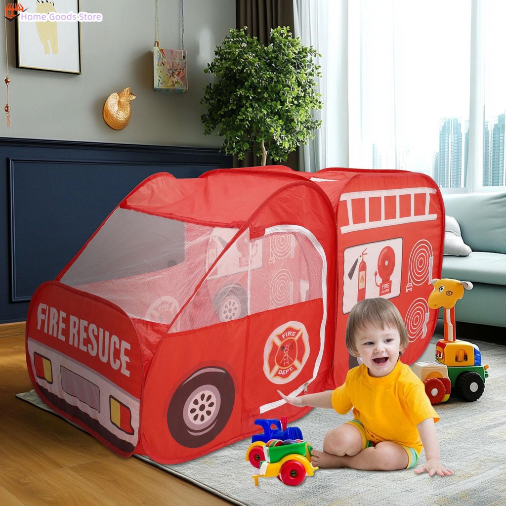 Fire Truck Play Tent Foldable Kids Play Tent with Storage Bag Vehicle ...