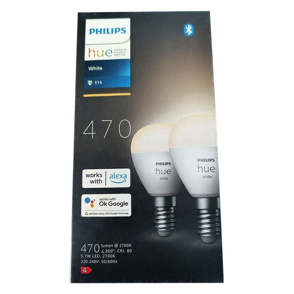 Philips Hue White 470lm E14 Luster LED Smart Bulbs (2 Pack) 9290024406 ...