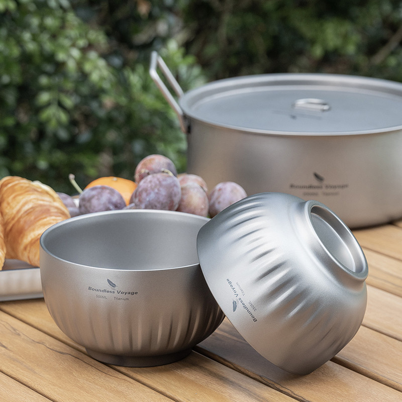 Boundless Voyage Outdoor Ultralight Double Walled Titanium Bowl - Ideal ...