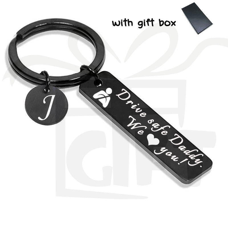 (With Gift Box)26 Letters Drive Safe Daddy Keychain Stainless Steel ...