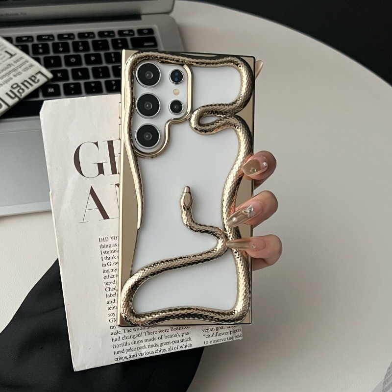 Luxury Creative Plating Hollow Snake Phone Case for Samsung S25 S24 S23 ...