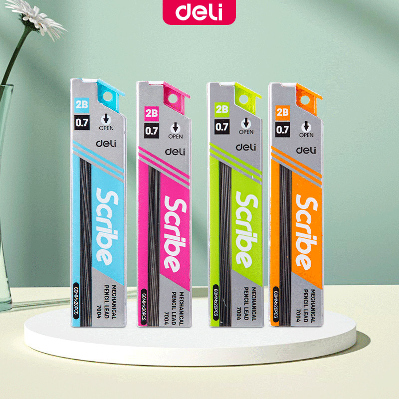 Deli 20/48pcs/Box Mechanical Pencil Lead 0.7mm 2b Refill | Shopee ...