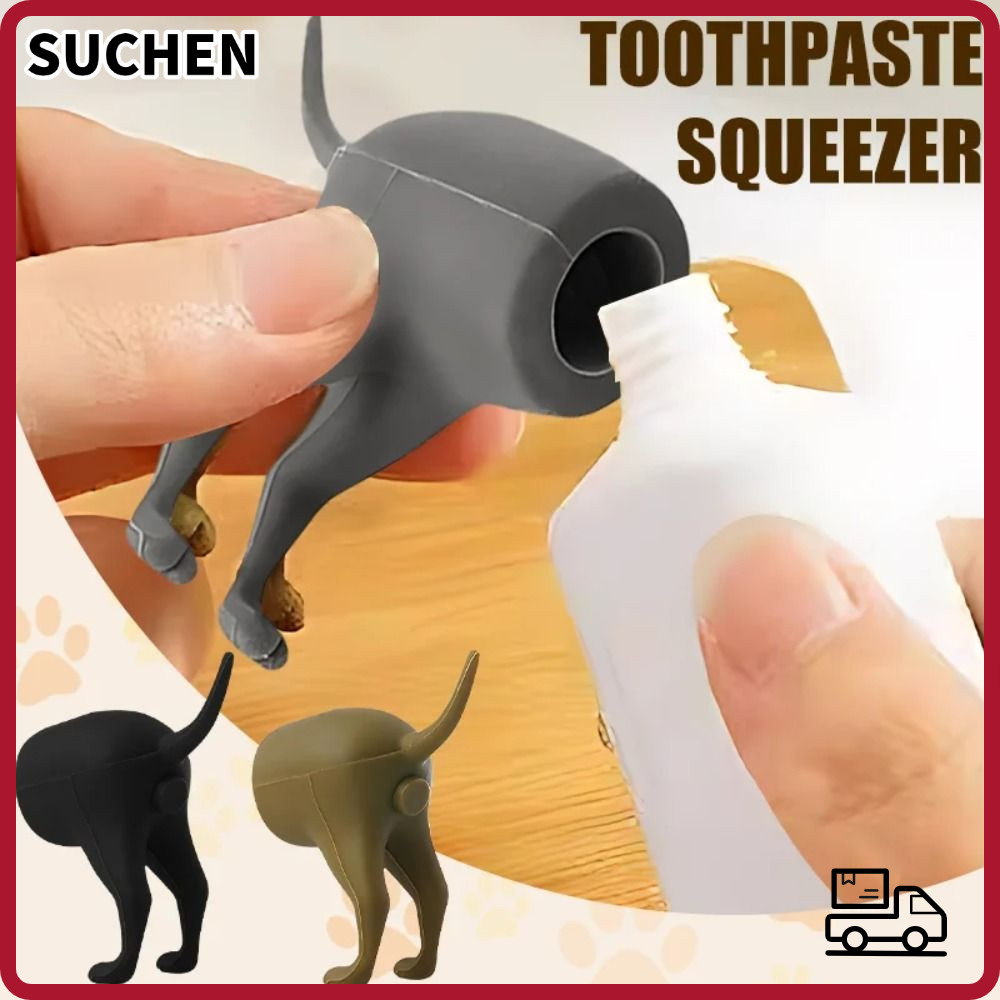 SUCHENPH Toothpaste Squeezer, Toothpaste Hat Gift Pooping Dog Butt ...