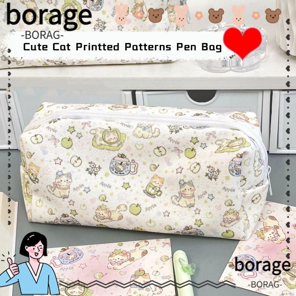 BORAGE Pen Bag, Cat Printted Patterns Large Capacity Pencil , Multi ...