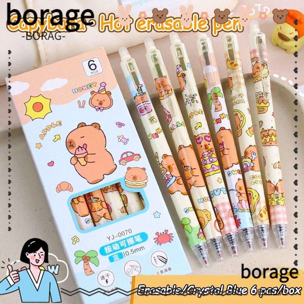 BORAGE 6Pcs/lot Capybara Gel Pen, 0.5mm Cartoon Press Erasable Pen ...