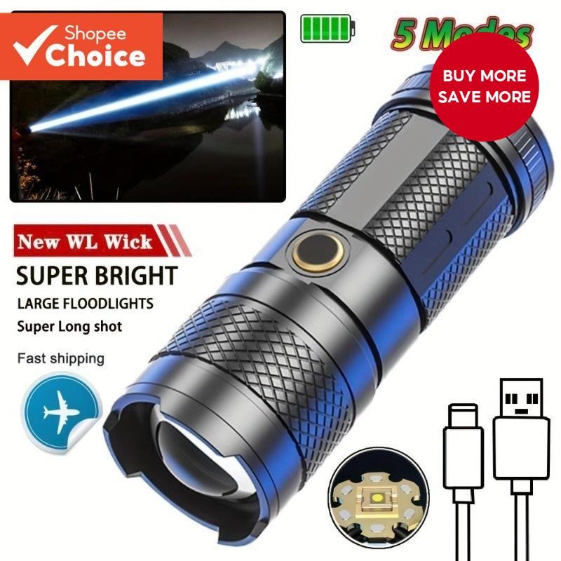 Rechargeable Tactical Flashlight Super Bright LED Flashlight, Zoomable ...