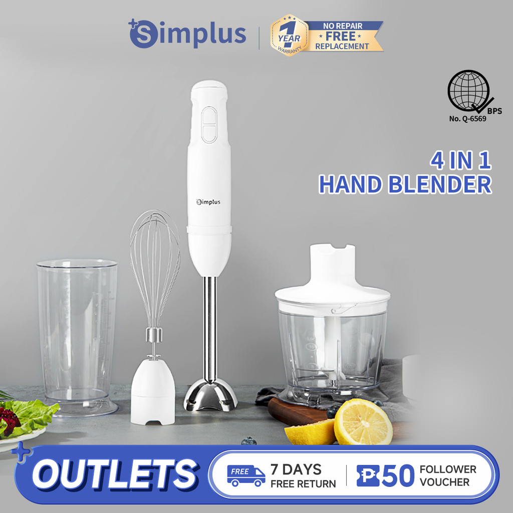 Simplus 4 in 1 Hand Mixer Blender Immersion Blender Food Processor ...
