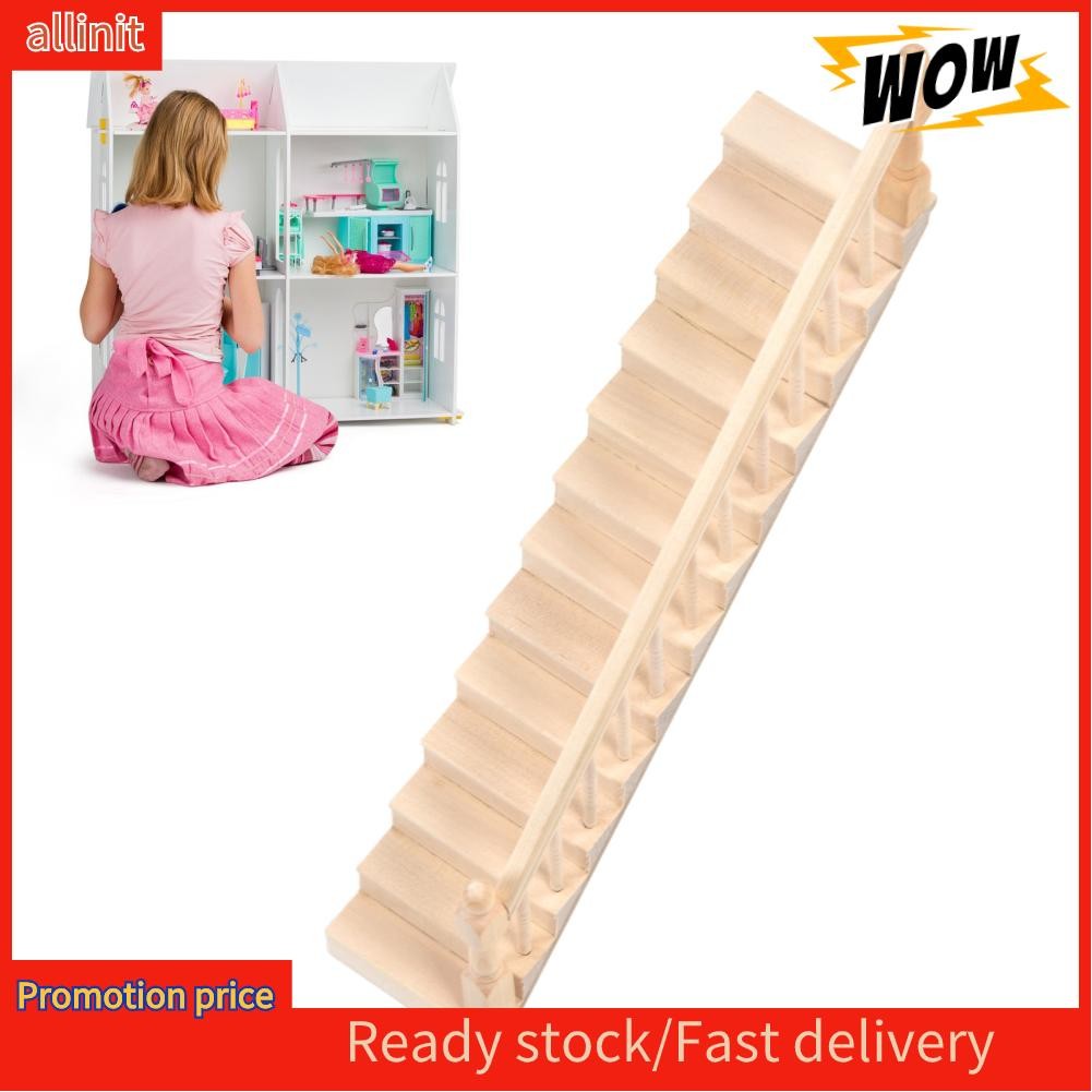 Allinit ATYHAO Miniature Stairs 1:12 Wooden Handrail DIY Staircase ...