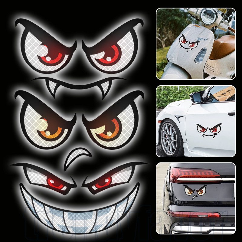 5Pcs Devil's Eyes Reflective Car Sticker - Waterproof - Electric ...