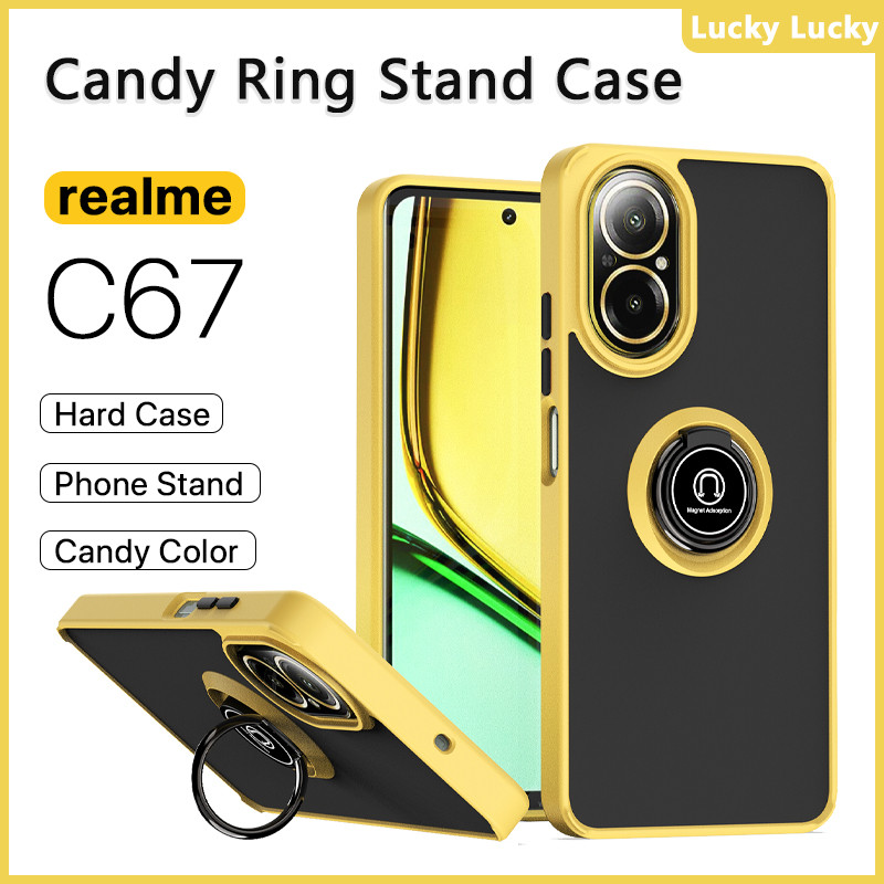 Realme C67 Case C65 C63 C55 C53 Casing Hard Acrylic Ring Stand Casing ...