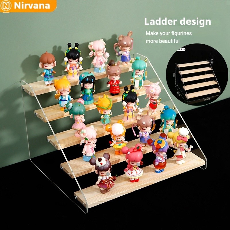 3-7 layer Ladder Acrylic Display Rack Organizer Wooden Food Dessert ...