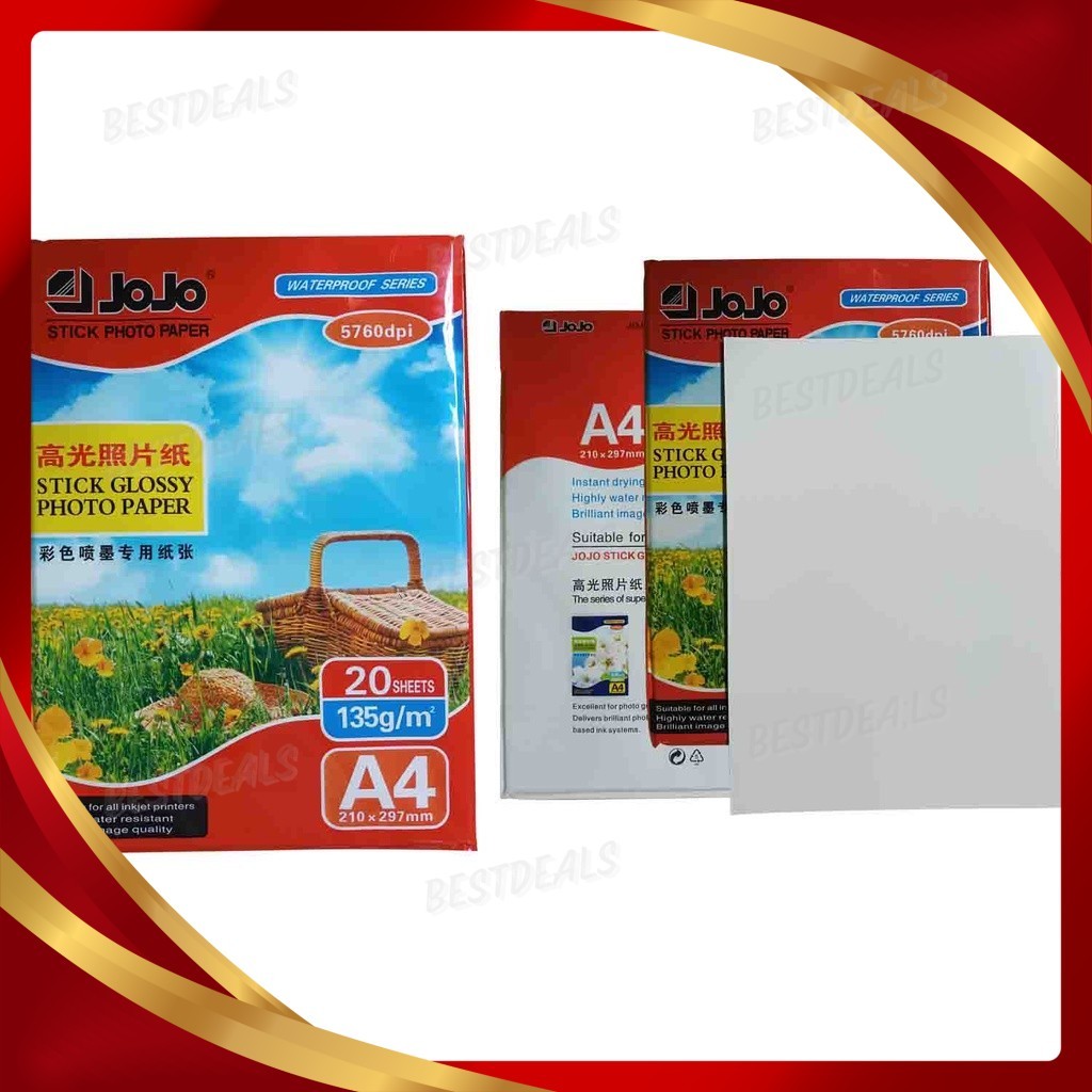 Jojo Photopaper Waterproof A4 and Legal Size 135g/m² , 180g/m² , 210g/m² | Shopee Philippines
