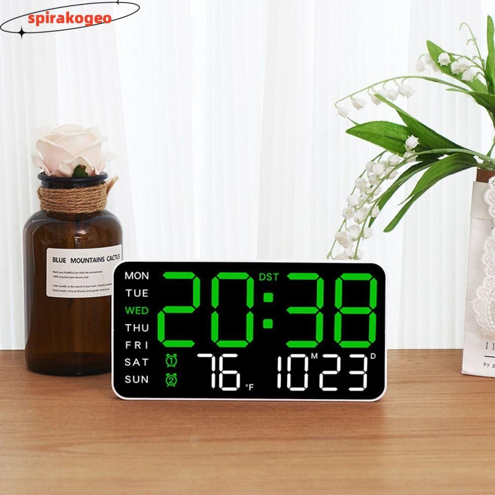 SPIRAKOGEO Electronic Wall Clock, Wall-mounted Temperature Digital LED ...