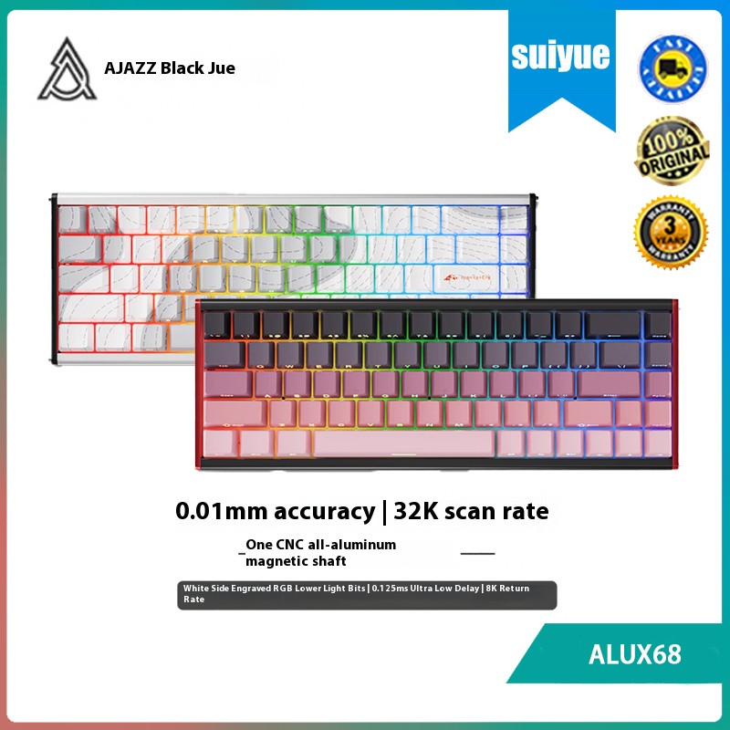 AJAZZ ALUX68 aluminum alloy CNC magnetic axis mechanical keyboard full key hot swappable Ketai ...
