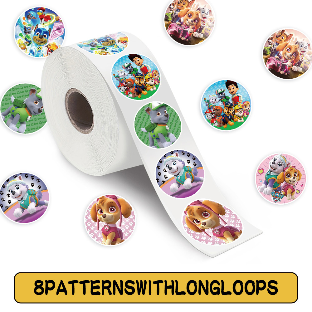500PCS/Roll Cartoon Anime Paw Patrol Sealing Stickers Roll For Luggage ...