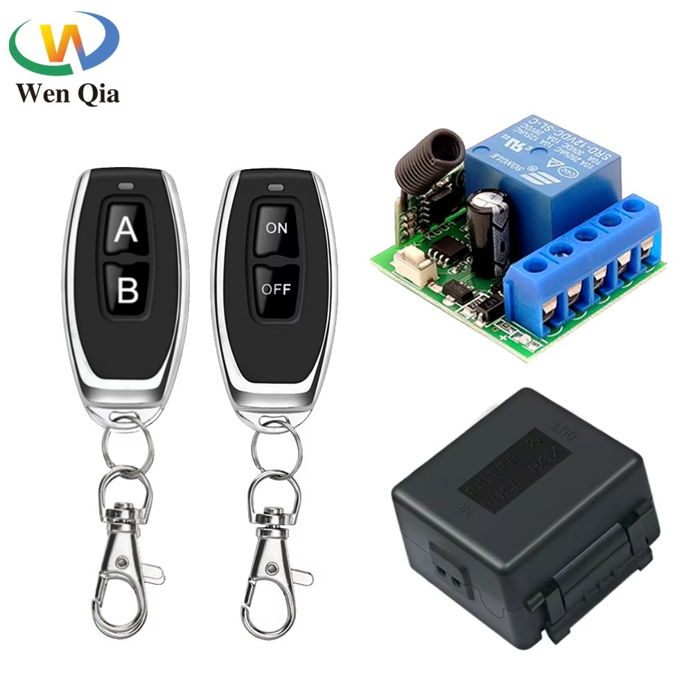 RF 433Mhz Wireless Remote Control Key Relay DC 12V 1CH Receiver Module for Learning Code ...