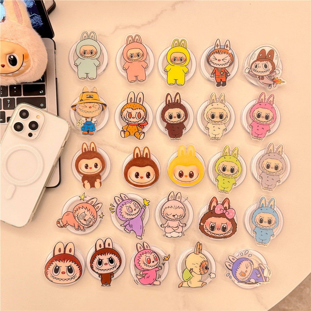 Cute LABUBU Magnetic Folding Mobile Phone Grip Holder Socket Pocket ...