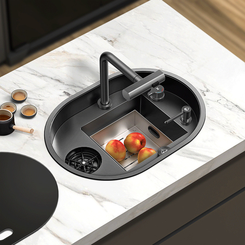 Niroshi Oval Invisible Sink Single Sink Nano Stainless Steel Kitchen ...