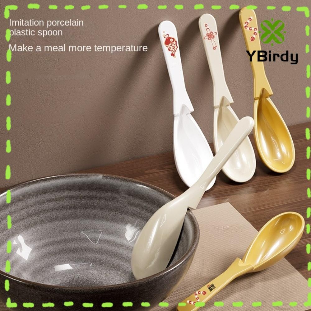 YRBWDYZDH Bowl Side Spoon, Imitation Porcelain Printing Soup Spoon ...