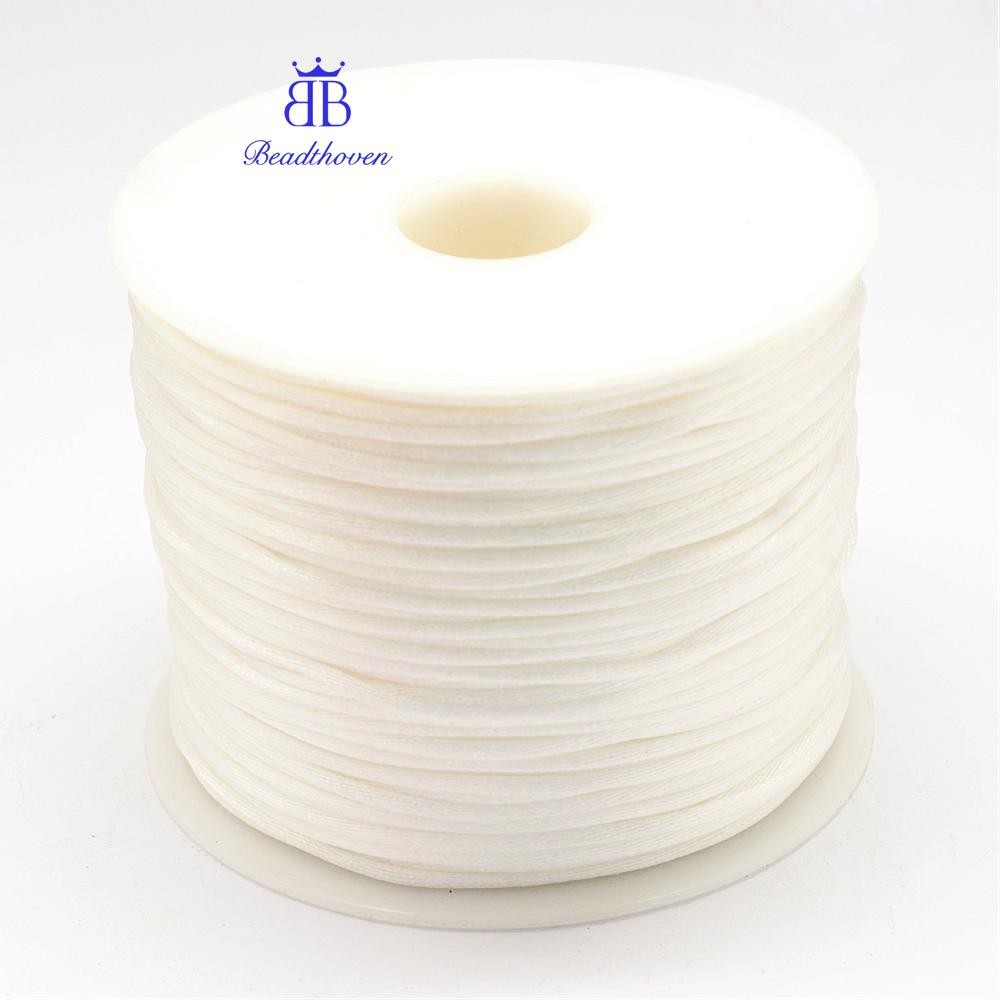 1Roll Nylon Thread Rattail Satin Cord White 1.5mm about 100yards/roll ...