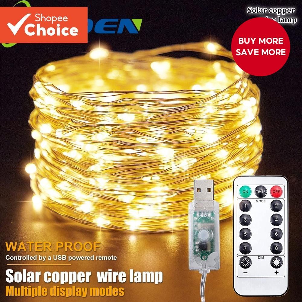 USB 8 Mode 10M 100 LED String Lights Pasko Waterproof Copper Wire LED Fairy Lights Remote ...